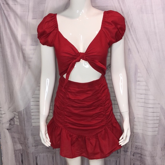 Dresses | Open Front Tie Red Dress | Poshmark